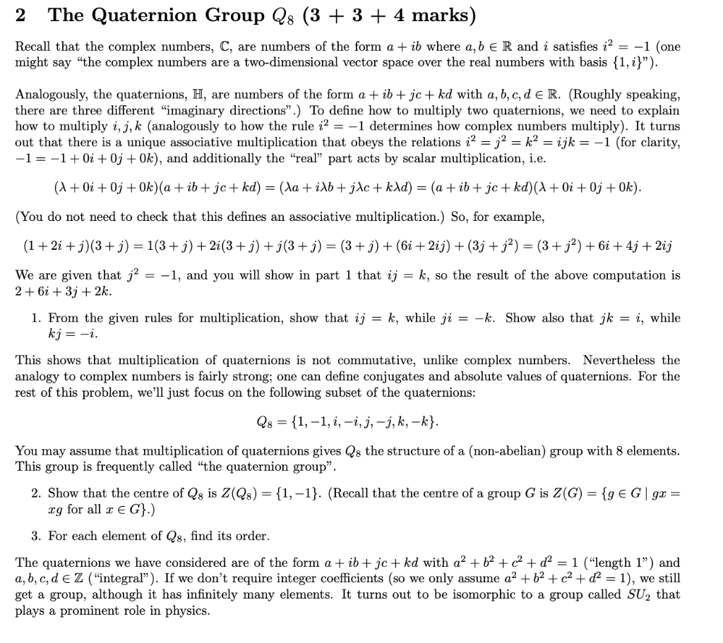 Solved Recall that the complex numbers, C, are numbers of | Chegg.com