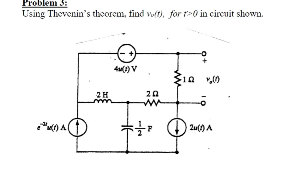 Solved Problem 5: Using Thevenin's theorem, find vo(t), for | Chegg.com