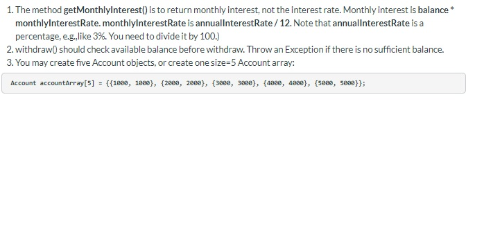Solved 1. A private int data field named id for the account | Chegg.com
