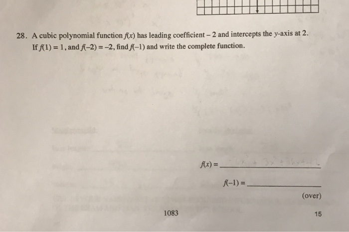 Solved A cubic polynomial function fx) has leading | Chegg.com