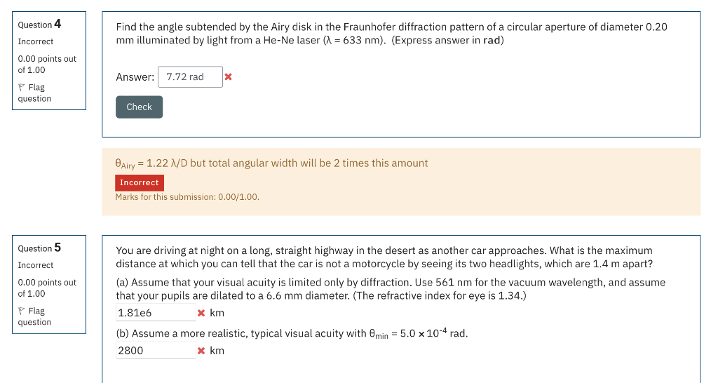 Solved Question 4 Find the angle subtended by the Airy disk | Chegg.com