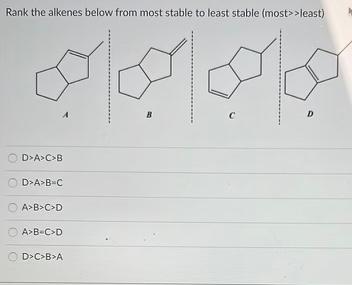 Solved Rank the alkenes below from most stable to least | Chegg.com