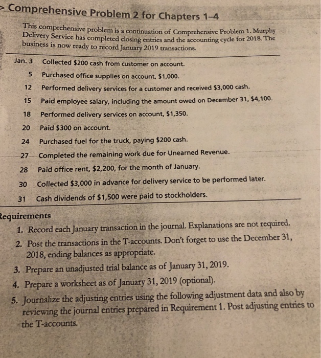 Solved Comprehensive Problem 2 for Chapters 1-4 This | Chegg.com