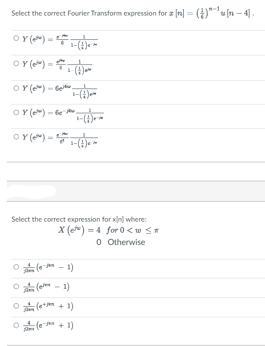 Solved Select the correct Fourier Transform expression for x | Chegg.com