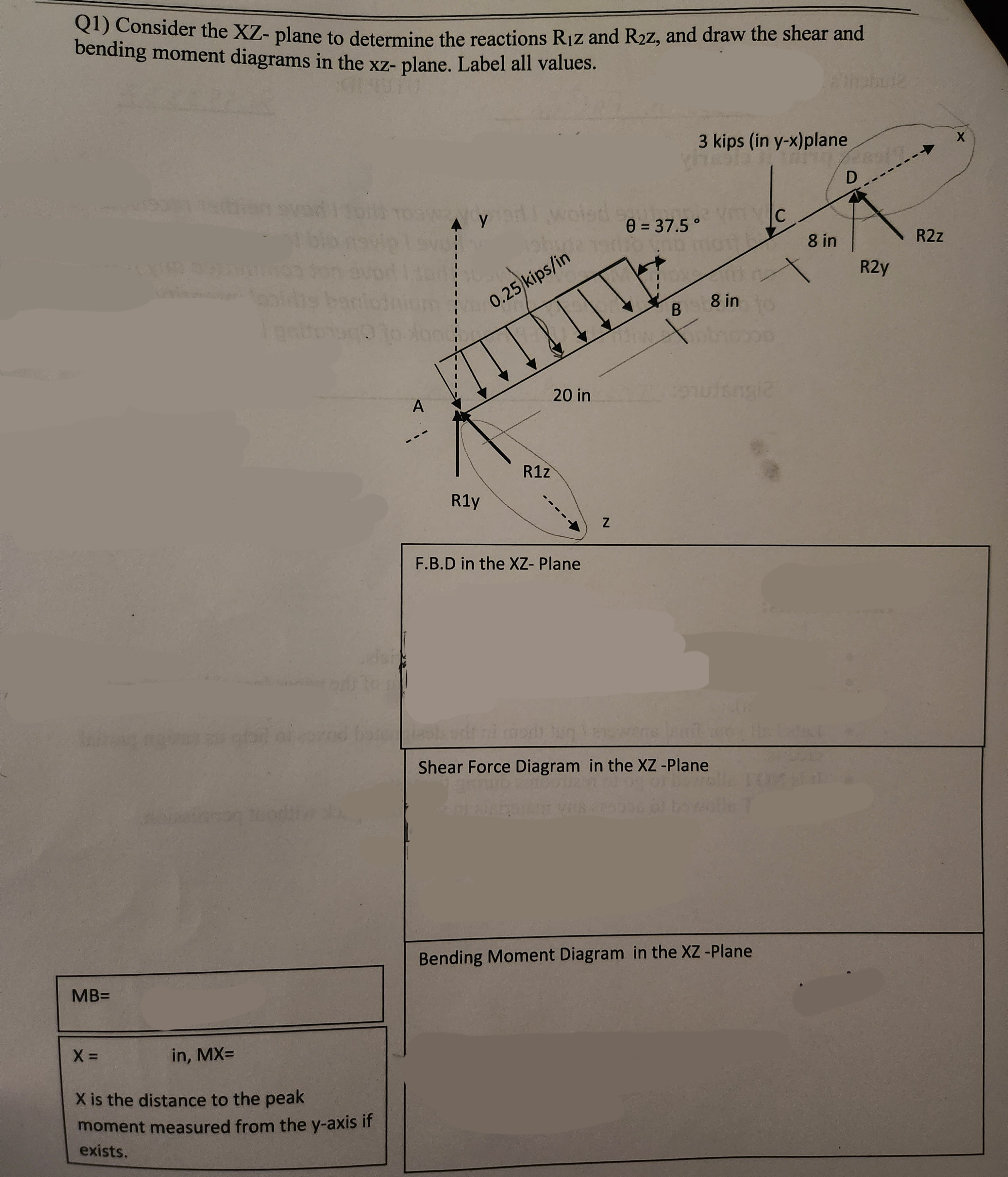 Solved Q1) Consider the XZ - plane to determine the | Chegg.com