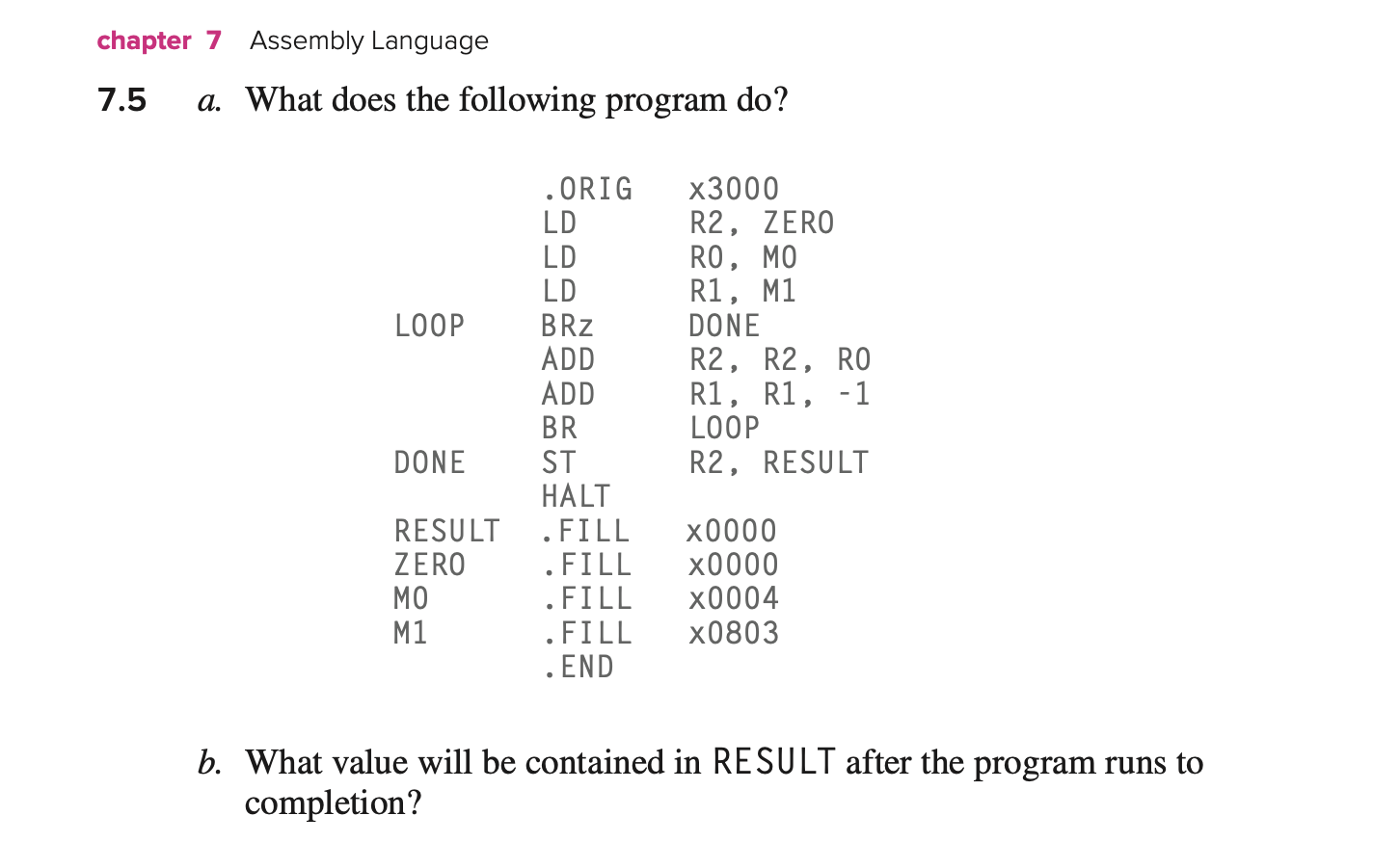 Solved chapter 7 Assembly Language 7.5 a. What does the | Chegg.com