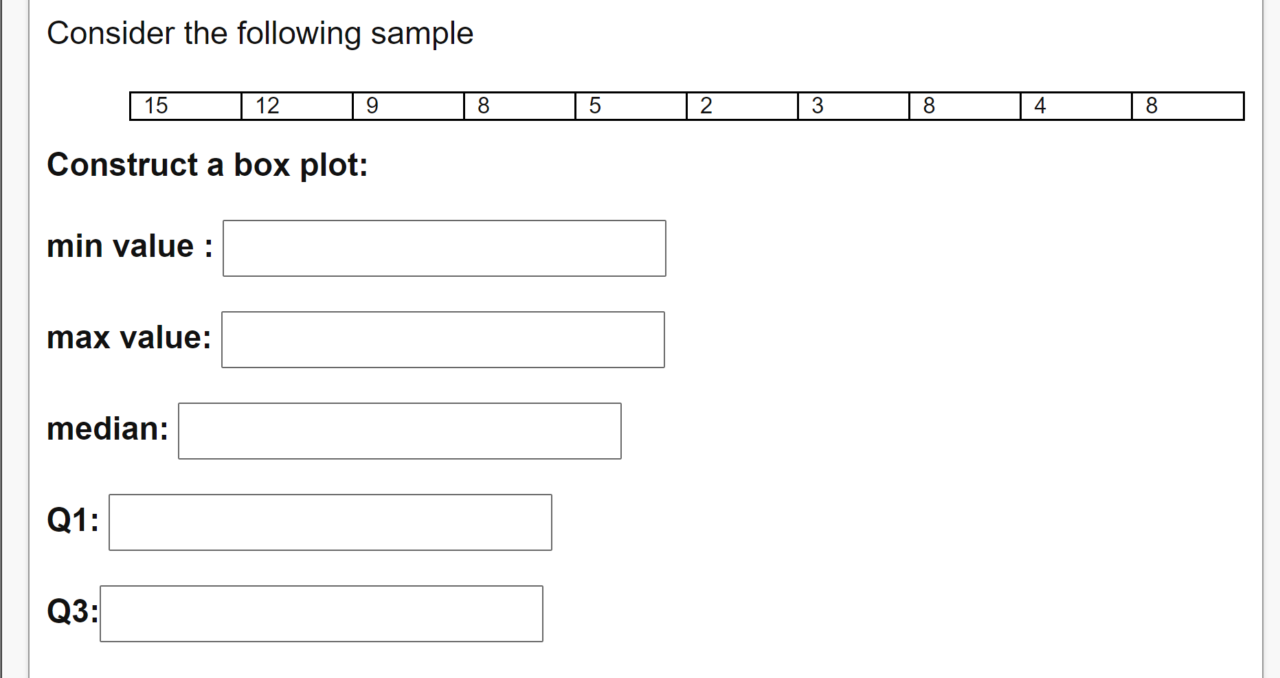 Solved Consider the following sample | Chegg.com