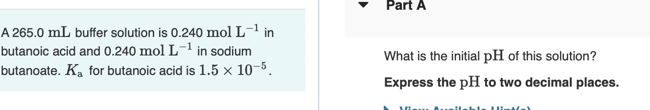 Solved A 265.0 mL buffer solution is 0.240 mol L−1 in | Chegg.com