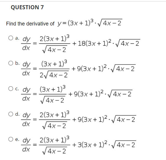 Solved Find the first derivative by the delta method of the | Chegg.com
