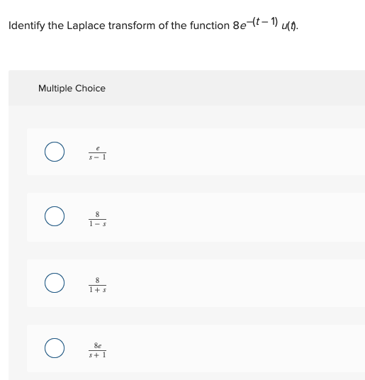 Solved Identify the Laplace transform of the function | Chegg.com