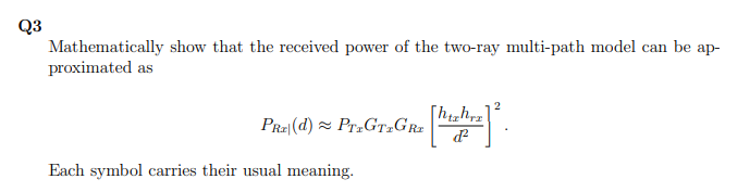 Solved Mathematically show that the received power of the | Chegg.com