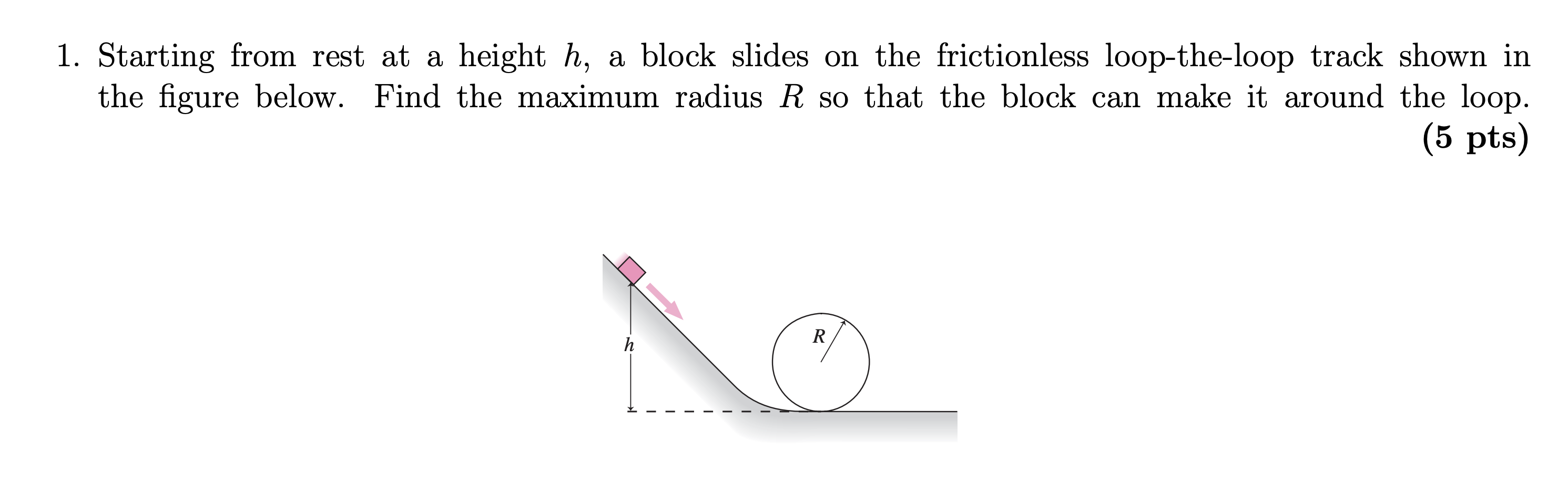 Solved 1. Starting from rest at a height h, a block slides | Chegg.com