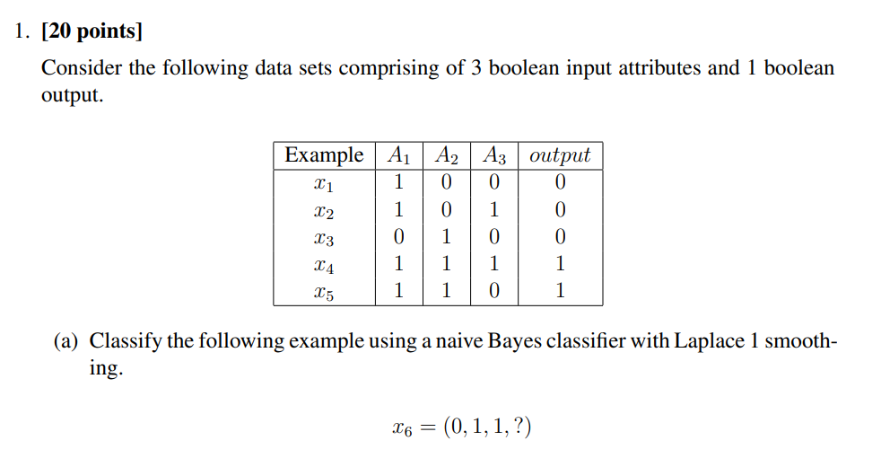 Solved 1. [20 points) Consider the following data sets | Chegg.com