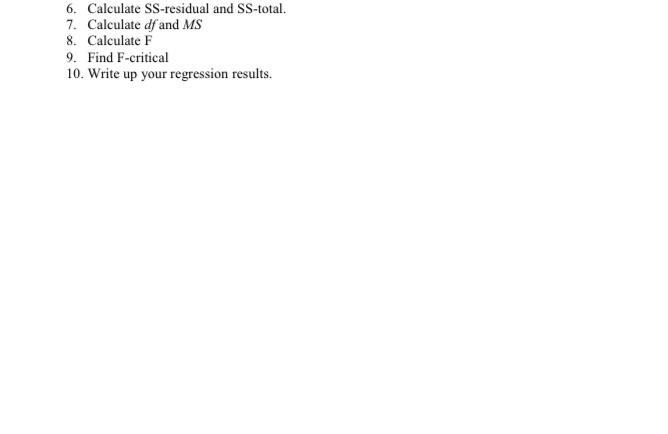 Solved 6. Calculate SS-residual and SS-total. 7. Calculate | Chegg.com