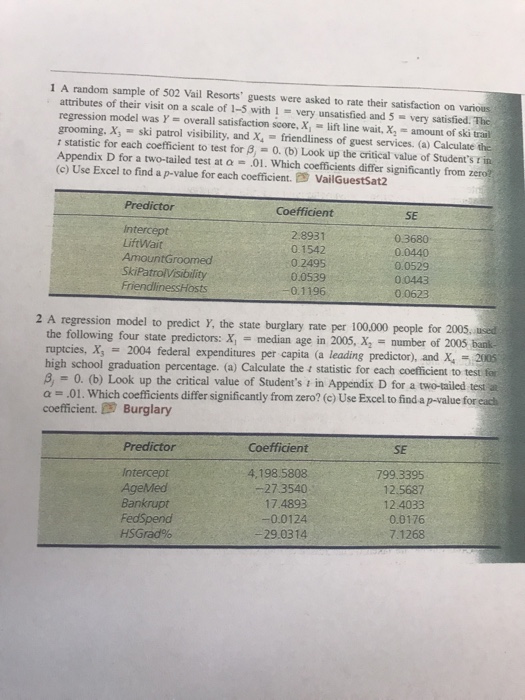 Solved 1 A random sample of 502 Vail Resorts' guests were | Chegg.com