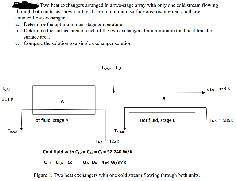Solved 1. Two heat exchangers arranged in a two-stage array | Chegg.com