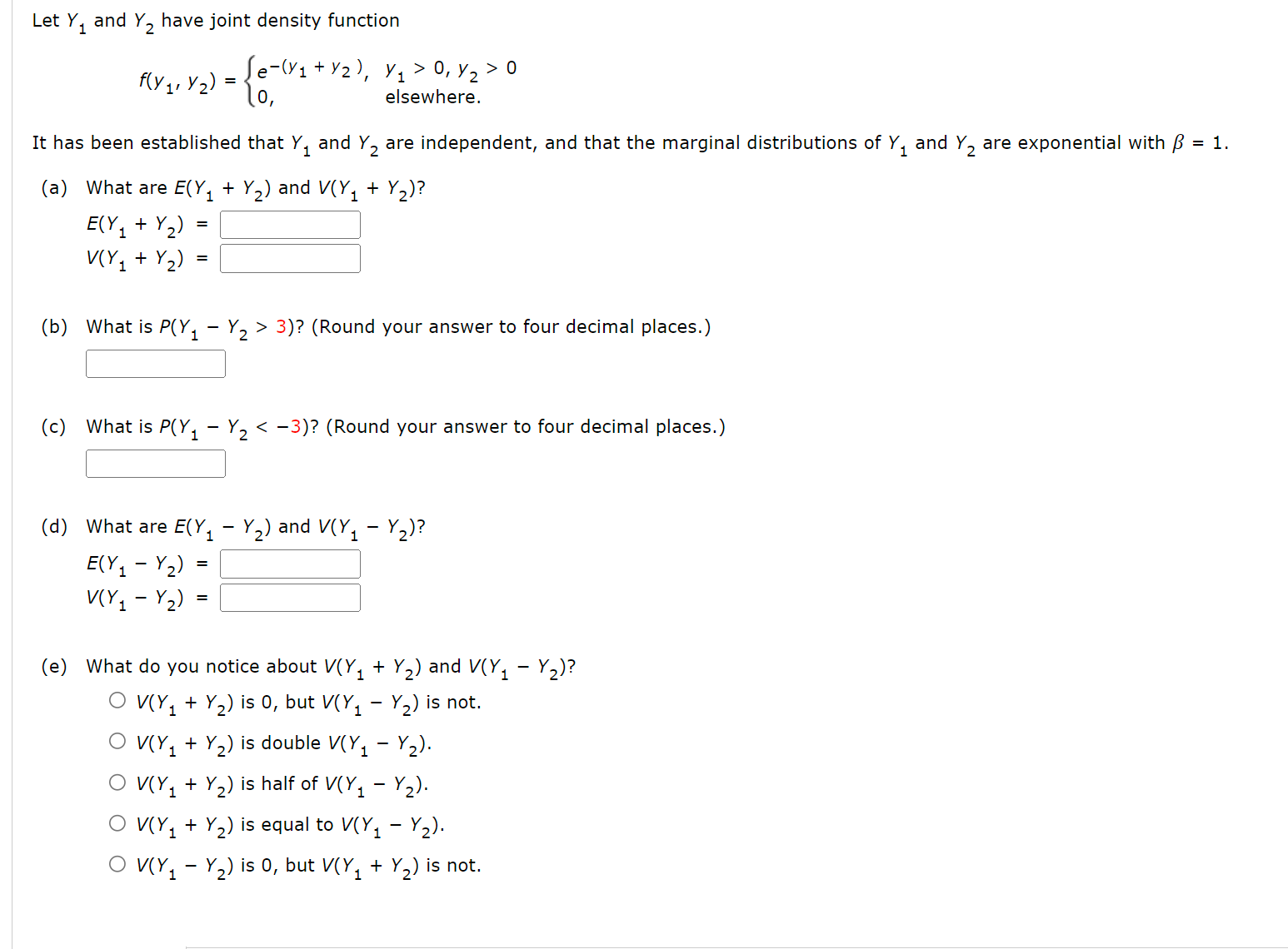 Solved Let Y1 And Y2 Have Joint Density Function
