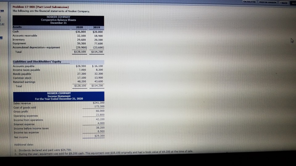 Solved Problem 17-08A (Part Level Submission) The following | Chegg.com