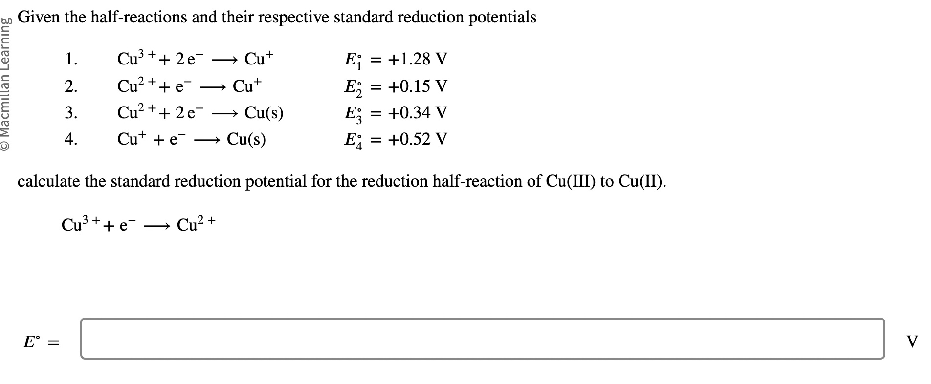 [Solved]: Given the half-reactions and their respective st