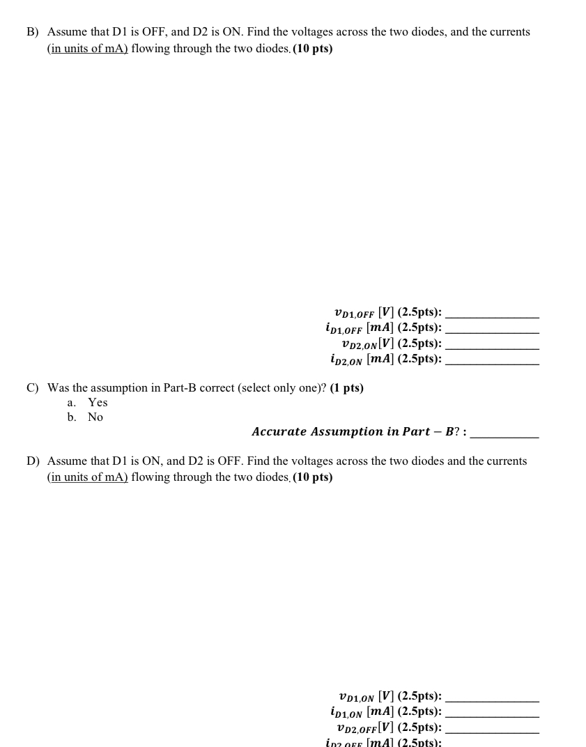 Solved Problem 3: (24 pts) The diodes' IV characteristics | Chegg.com