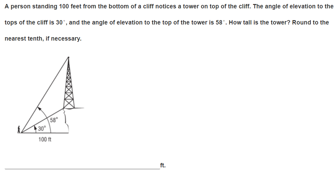 Solved A person standing 100 feet from the bottom of a cliff | Chegg.com