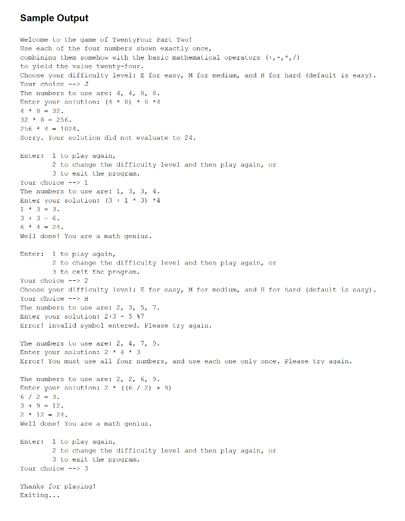 Solved Write 24 game in c language using struct and stack, | Chegg.com