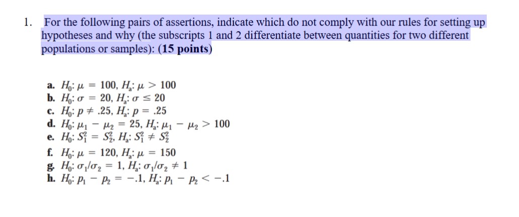 Solved For the following pairs of ﻿assertions, indicate | Chegg.com