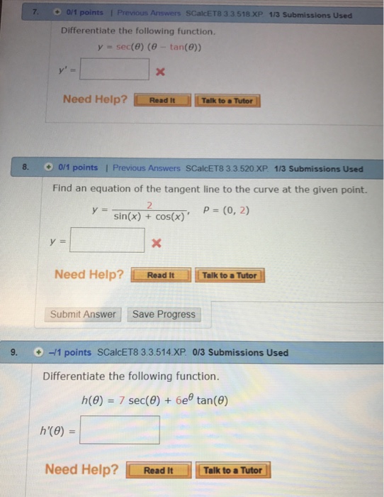 Solved Differentiate The Following Function Y Sec Theta