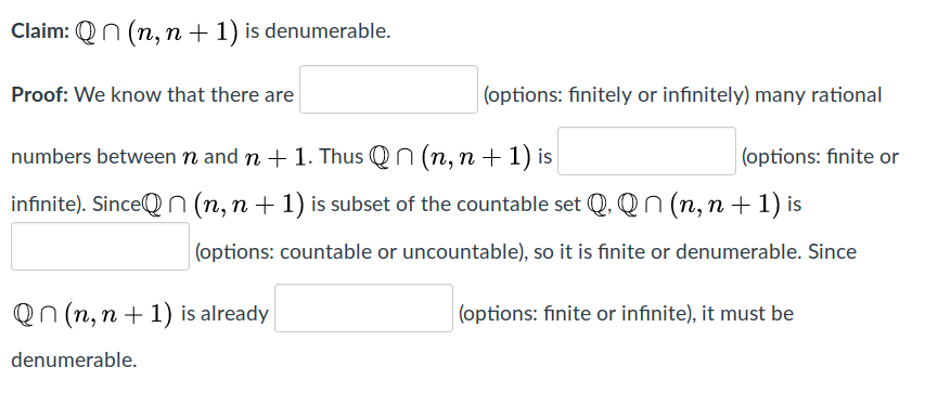 Solved Claim:(n, n + 1) is denumerable. Proof: We know that | Chegg.com