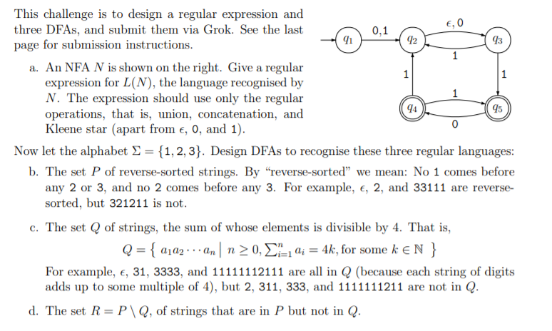 This challenge is to design a regular expression and | Chegg.com