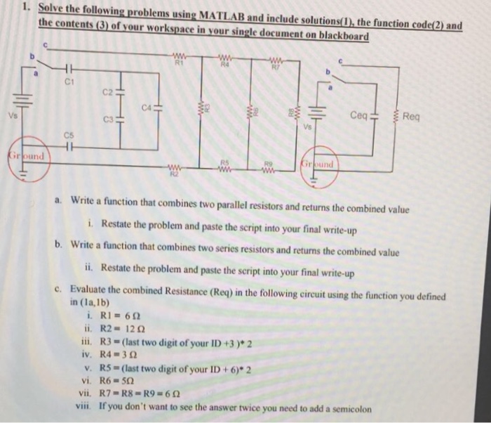 Solved 1. Solve the following problems using MATLAB and | Chegg.com