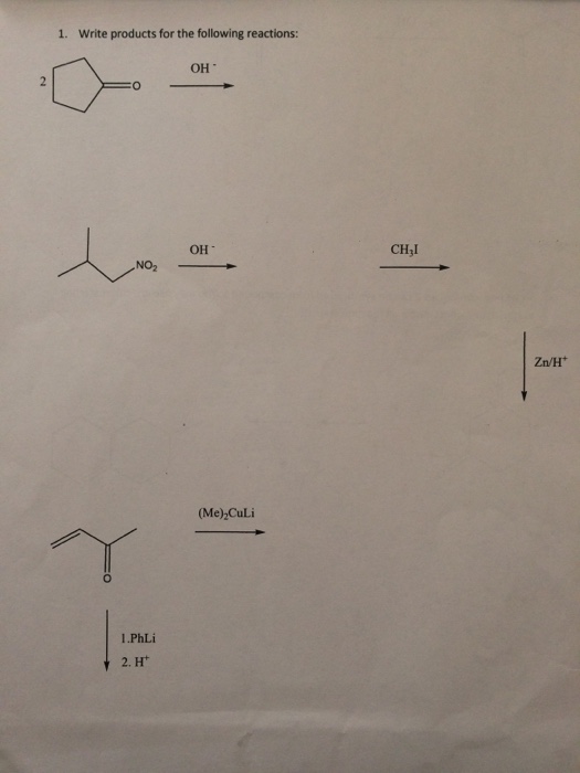 Solved Write products for the following reactions: | Chegg.com
