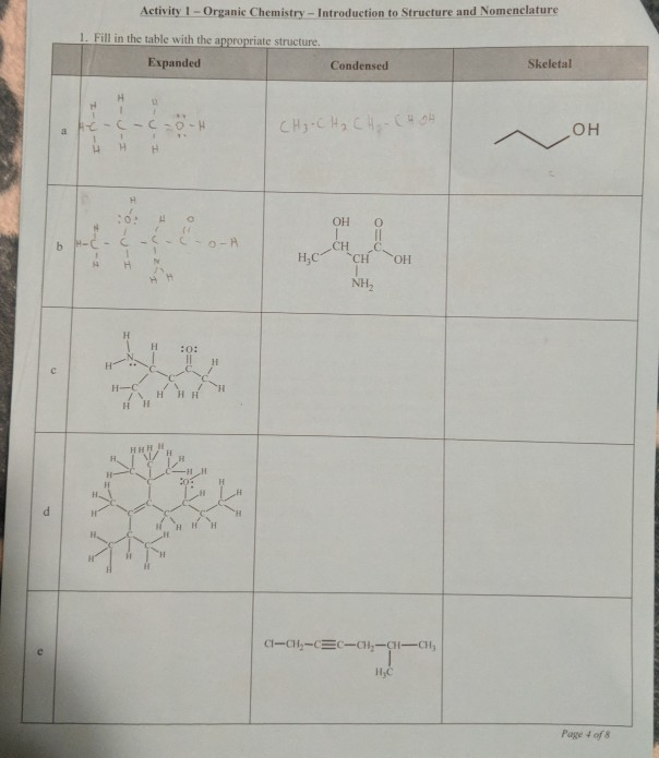 Solved Activity 1 -Organic Chemistry Introduction to | Chegg.com