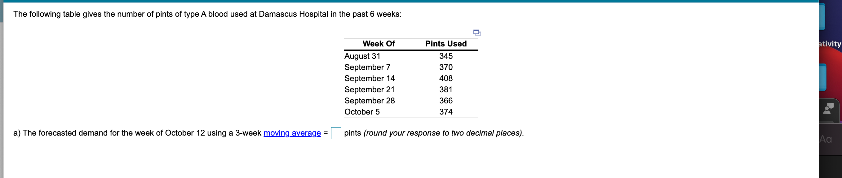 Solved The following table gives the number of pints of type | Chegg.com