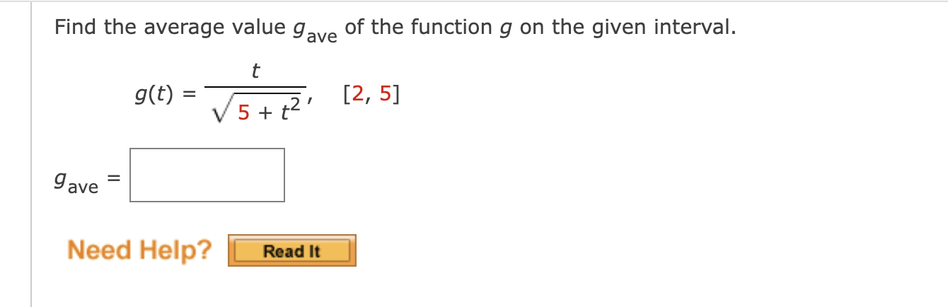 Solved Find the average value gave ﻿of the function g ﻿on | Chegg.com