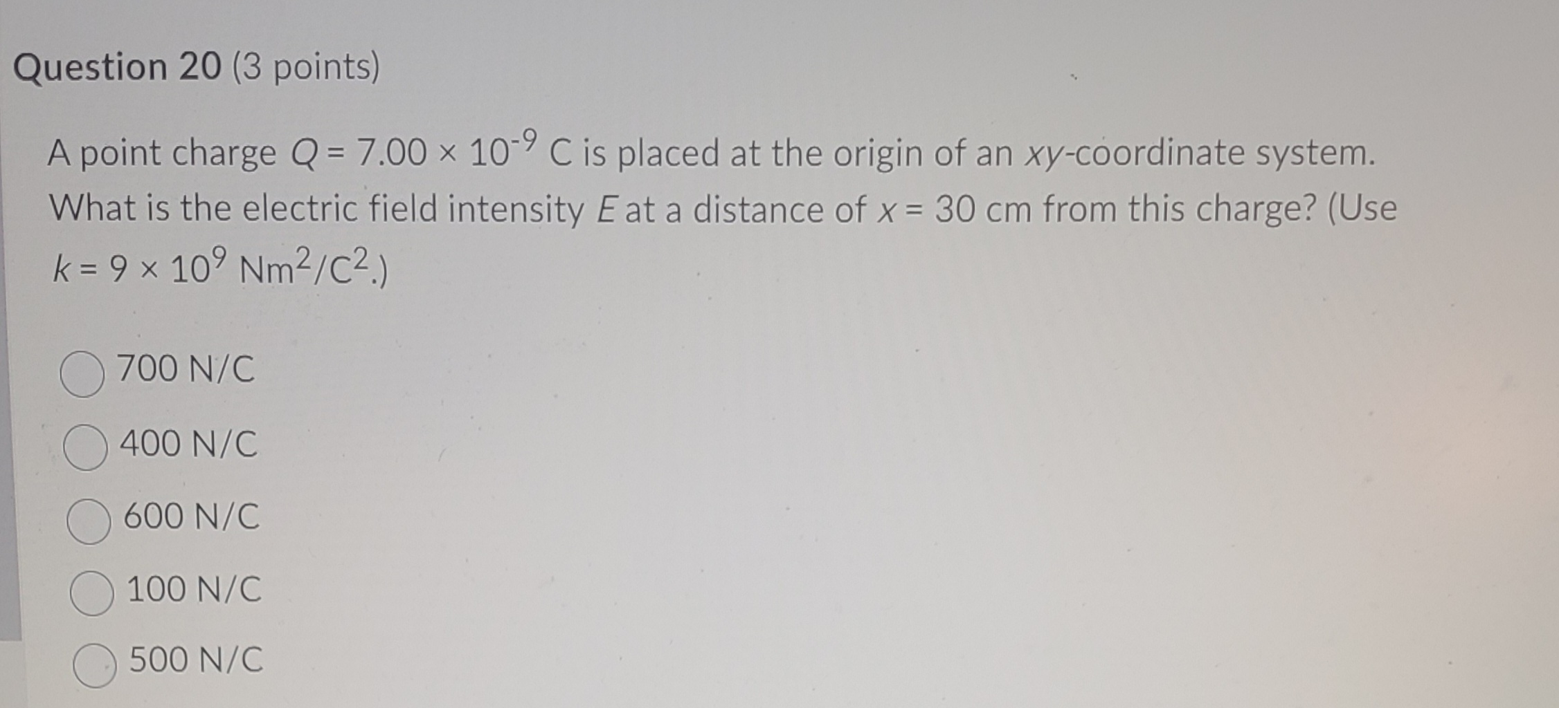 Solved A point charge Q=7.00×10−9C is placed at the origin | Chegg.com