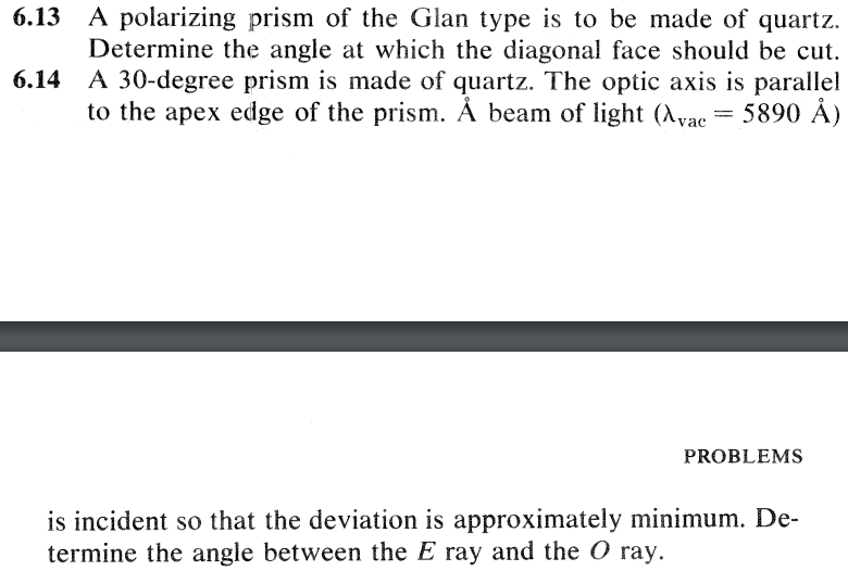 Solved 6.13 A polarizing prism of the Glan type is to be | Chegg.com