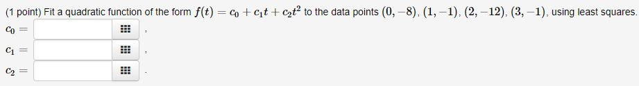 Solved Fit a quadratic function of the form | Chegg.com