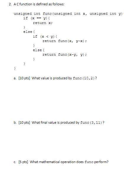 Solved 2. AC function is defined as follows: a. [10 pts] | Chegg.com
