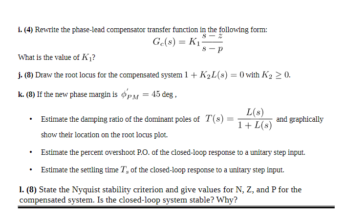 Solved A unity-feedback control system has the following | Chegg.com