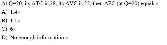 Solved At \\( \\mathrm{Q}=20 \\), its \\( \\mathrm{ATC} \\) | Chegg.com