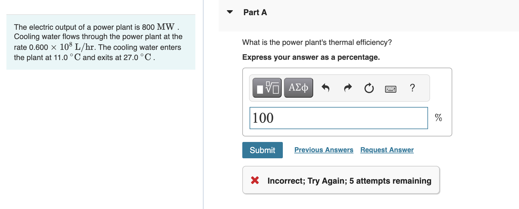 Solved The electric output of a power plant is 800MW. | Chegg.com