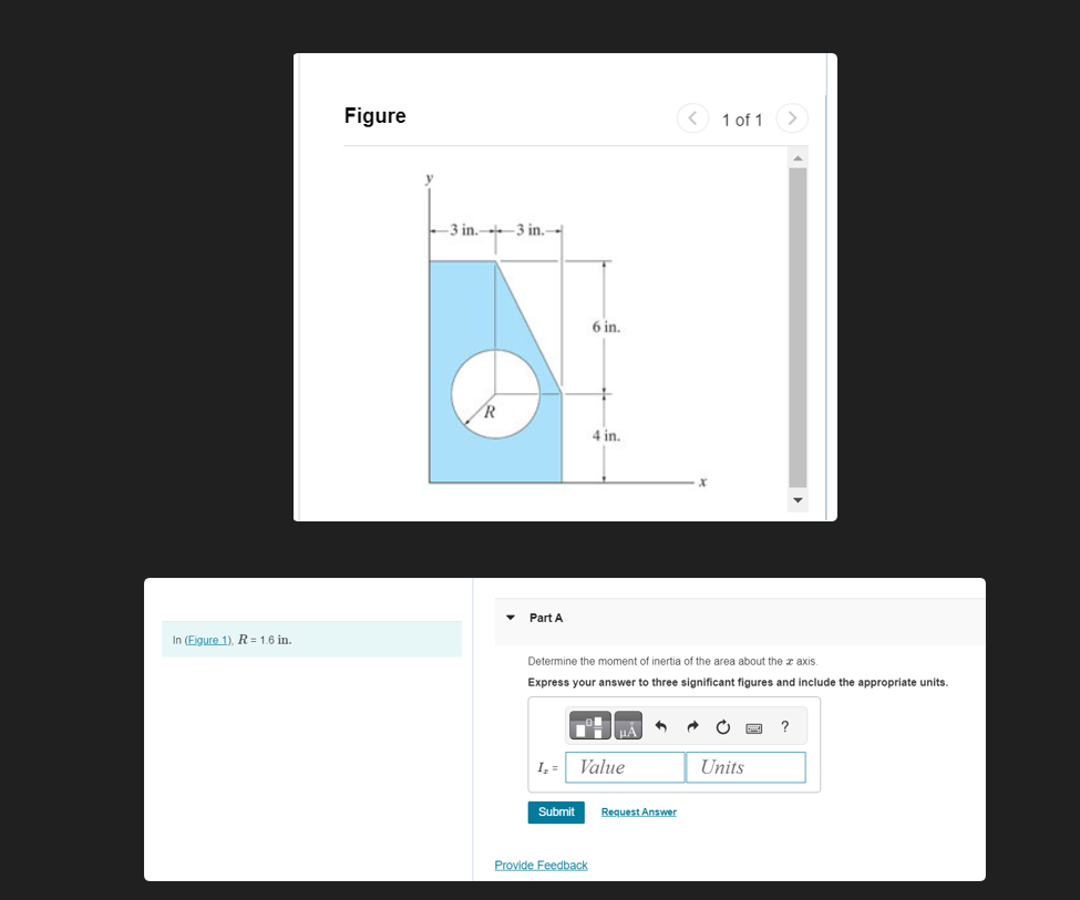 Solved 1 ﻿Part ADetermine the moment of inertia of the area | Chegg.com