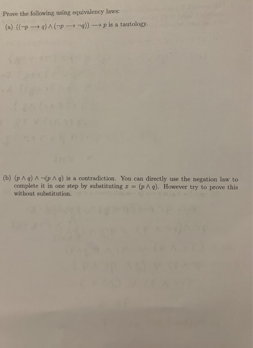 Solved Prove the following using equivalency laws: (a) (( - | Chegg.com