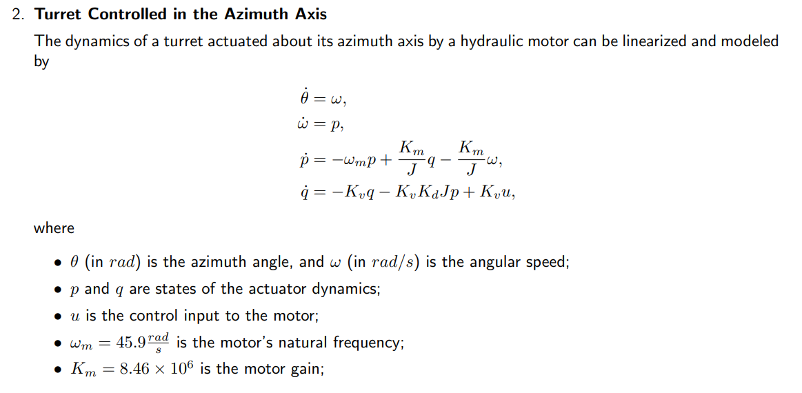 2. Turret Controlled in the Azimuth Axis The dynamics | Chegg.com