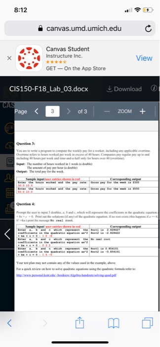 Solved 8:12 canvas.umd.umích.edu Canvas Student Instructure | Chegg.com