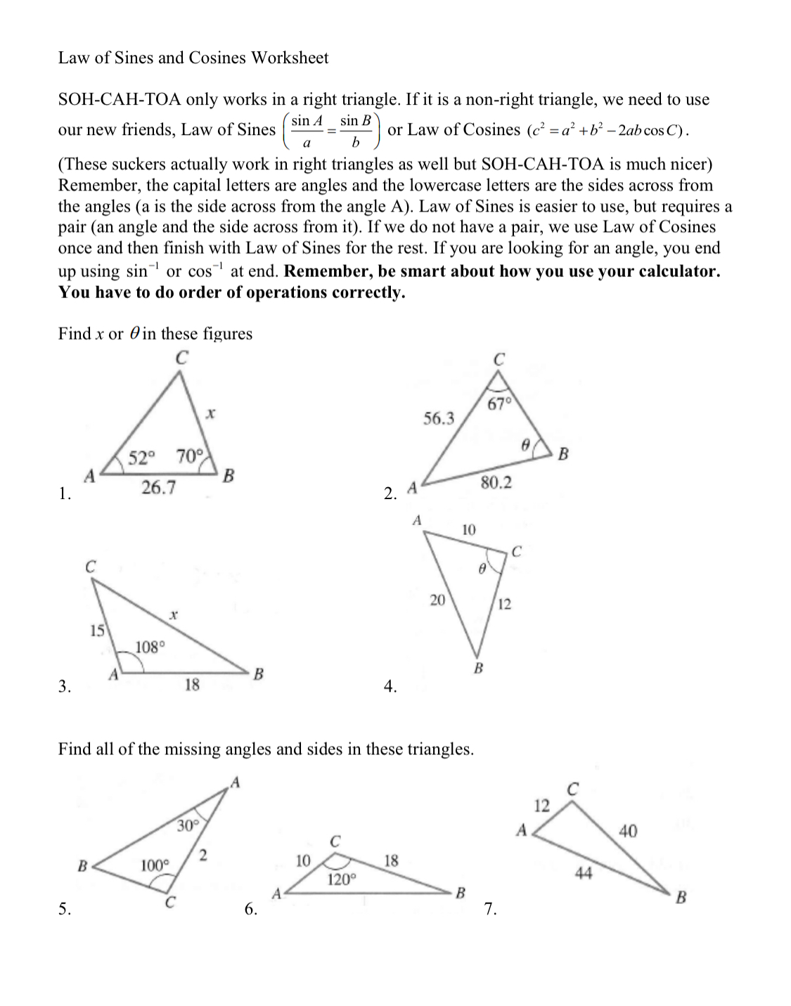 Solved SOH-CAH-TOA only works in a right triangle. If it is | Chegg.com