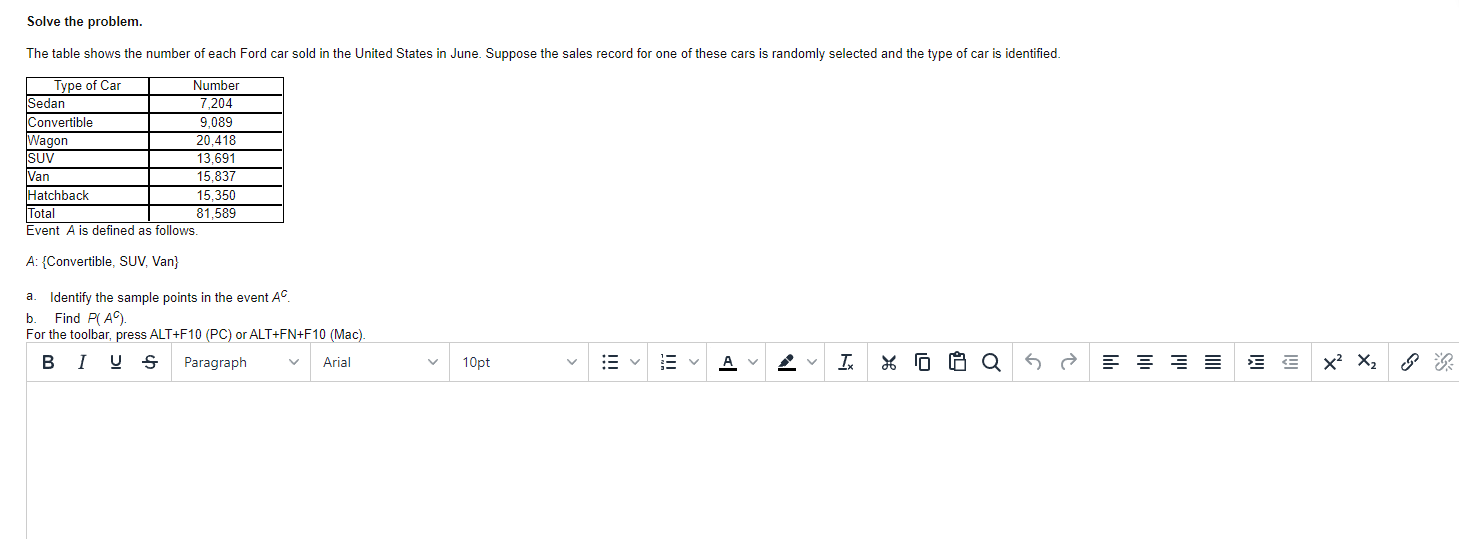 Solved Solve the problem. The table shows the number of each | Chegg.com