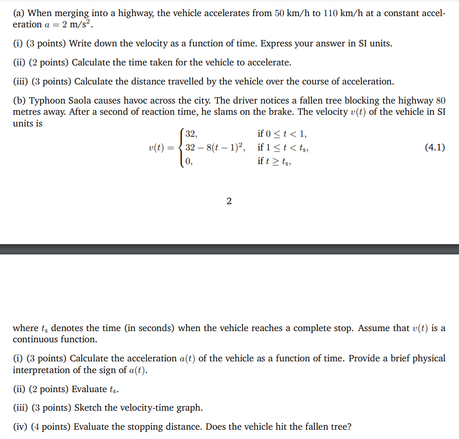 Solved (a) When merging into a highway, the vehicle | Chegg.com
