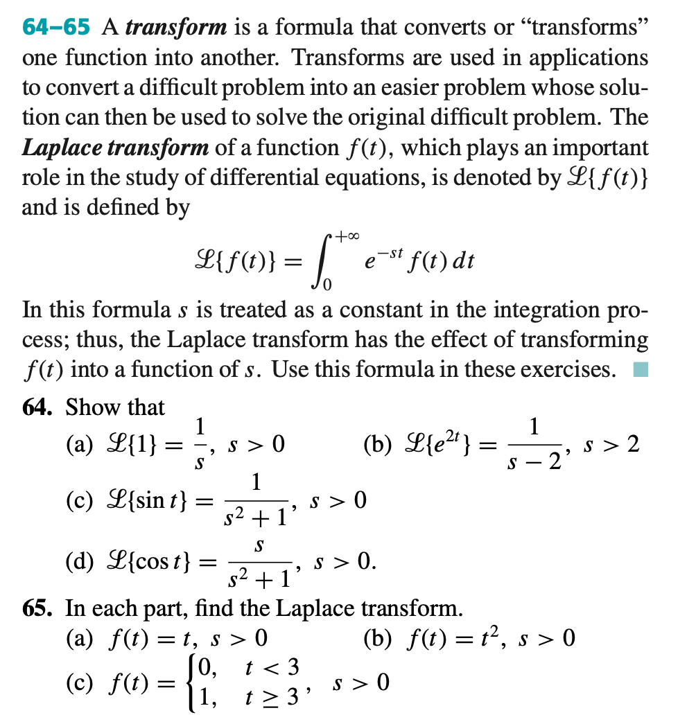Solved 64-65 A transform is a formula that converts or | Chegg.com